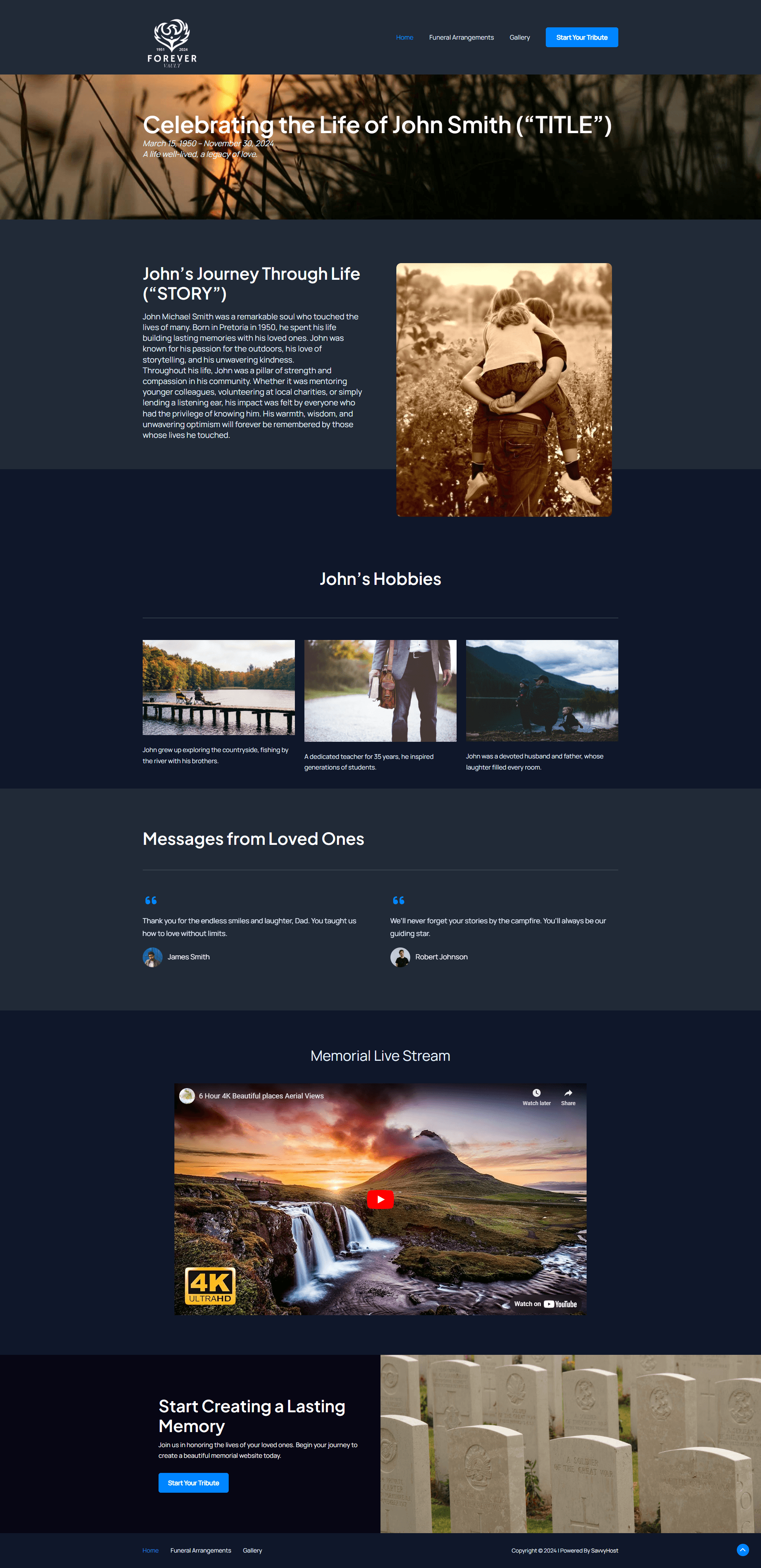 Memorial Website Templates – Forever Vault